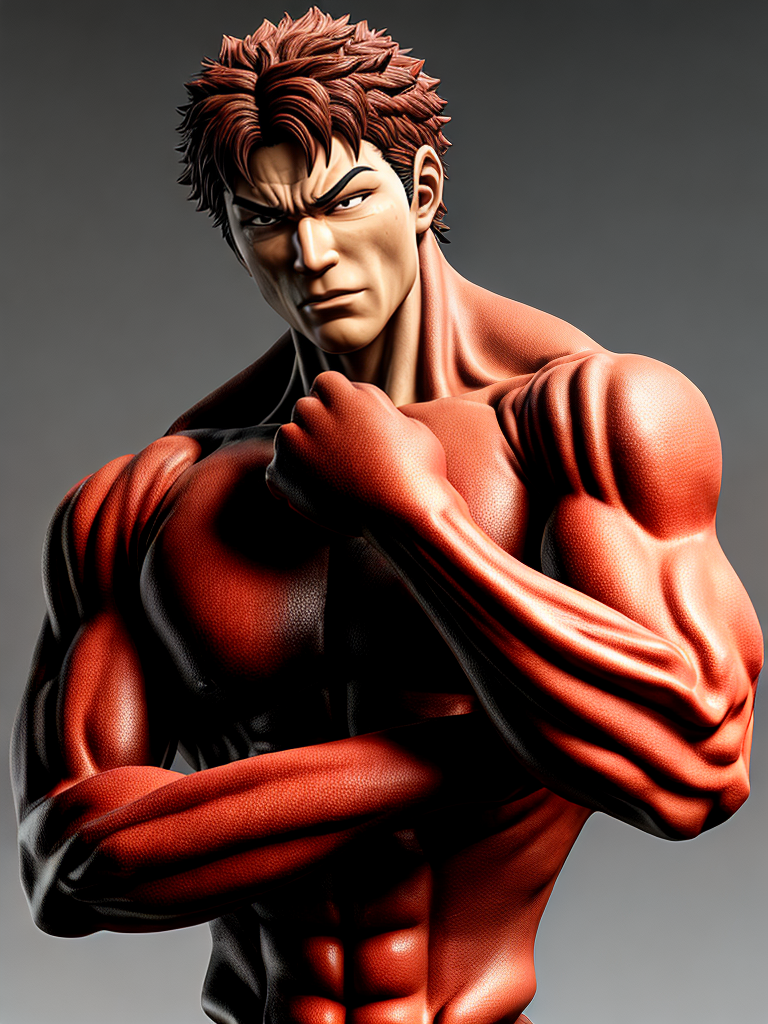 pose of the baki character with his hand on his chin