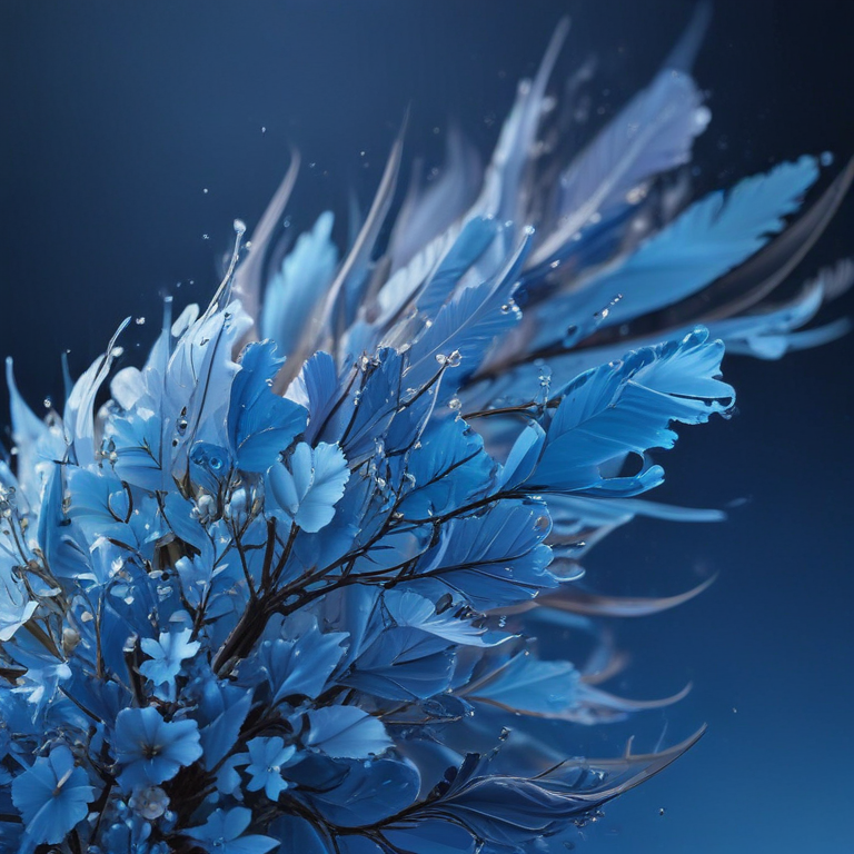 “An Enchanting Arrangement of Blue Feathers and Flowers in Harmony”