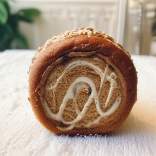 A Deliciously Swirled Cinnamon Roll with Creamy Frosting on Top.
