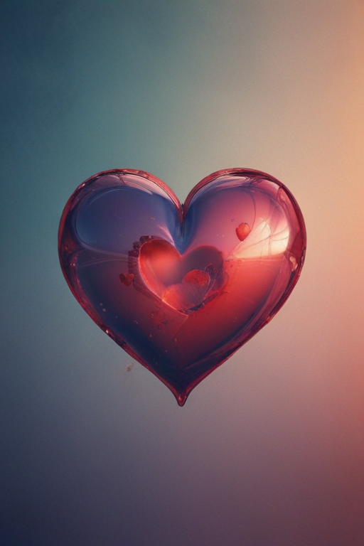 Translucent Heart Shimmering with Inner Glow Against a Soft Background