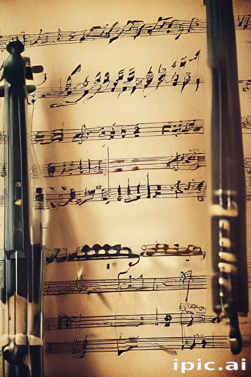 Melodic Harmony: A Close-Up of Sheet Music and Musical Instruments