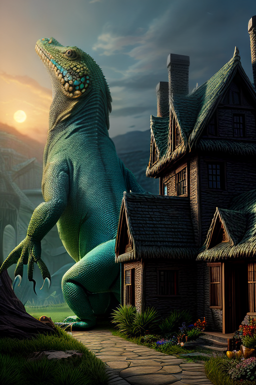 Dawn of the Houses Magic Lizard (fantasy scene)