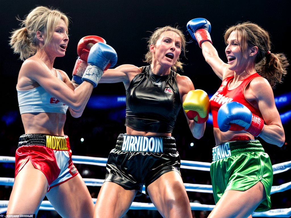 carol vorderman winning a boxing match wit a right hook against a ...