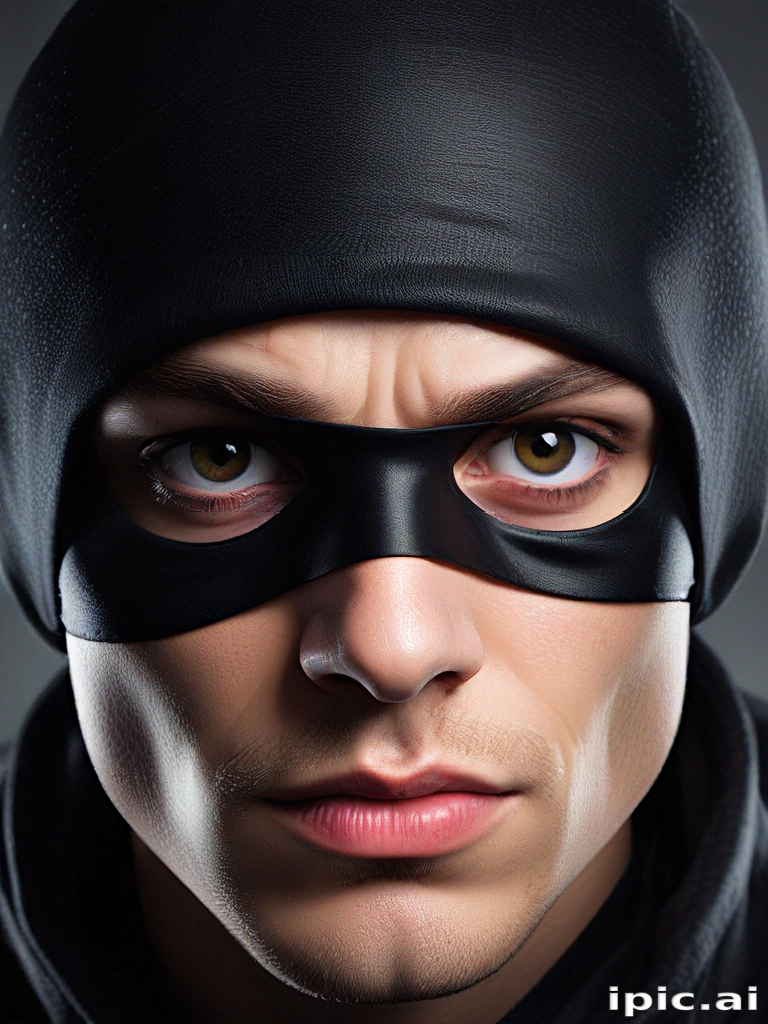 Intense Close-Up of a Mysterious Masked Hero in Dark Attire