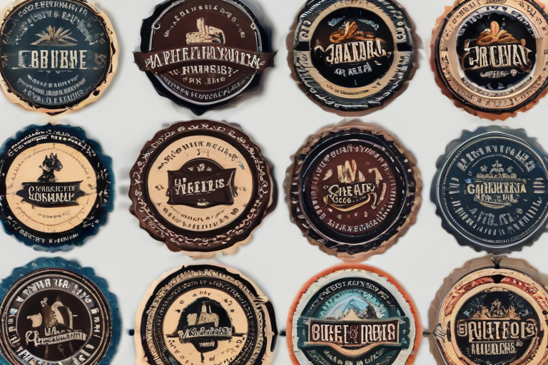 Collection of Vintage Bottle Caps Featuring Unique Designs and Branding ...