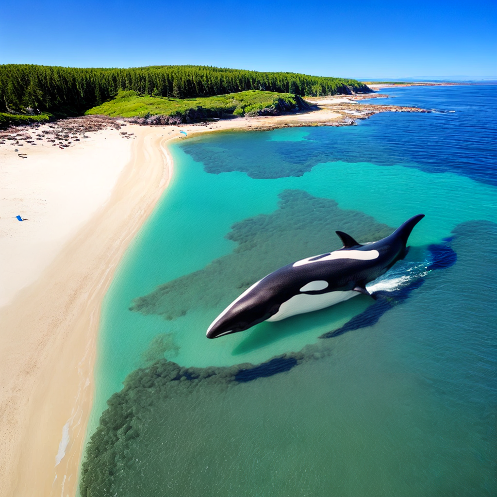 giant inflatable orca beach
