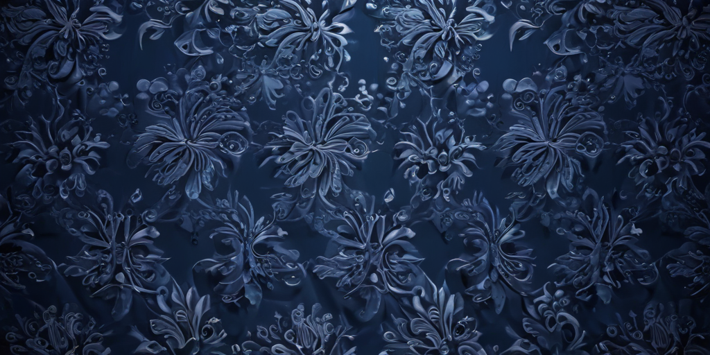 Elegant Floral Patterns with Intricate Details on a Deep Blue Background