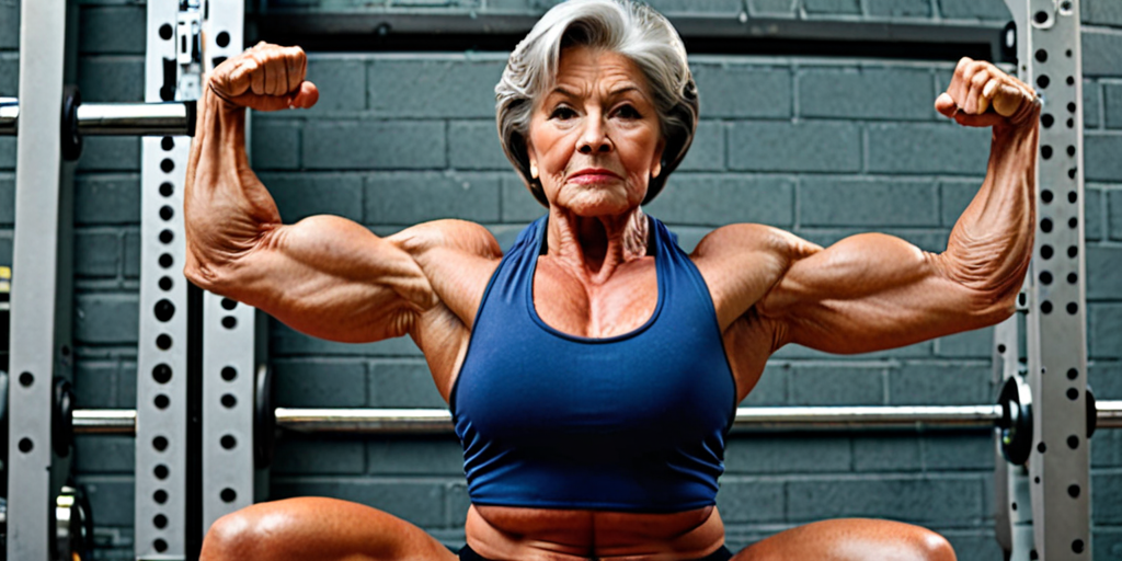 female veins ripped big giant muscle mean face grandma flexing giant ...