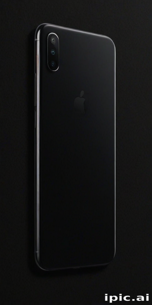 Elegant Black Smartphone with Dual Cameras Against a Dark Background