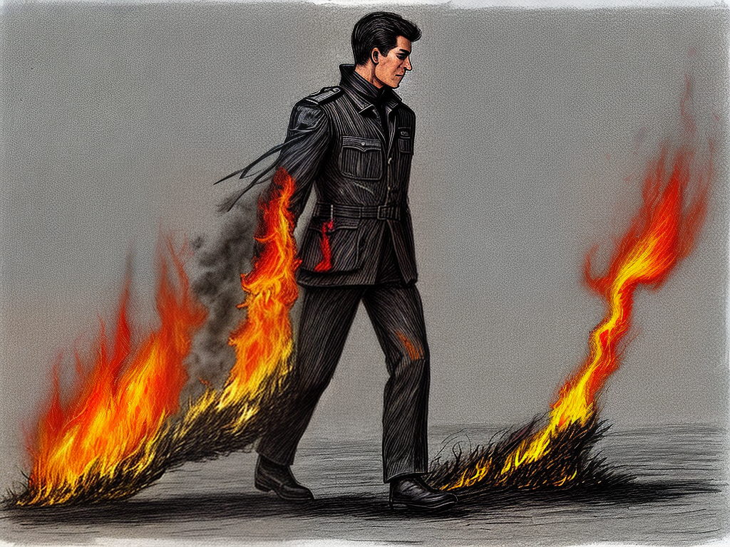 Draw a man on fire