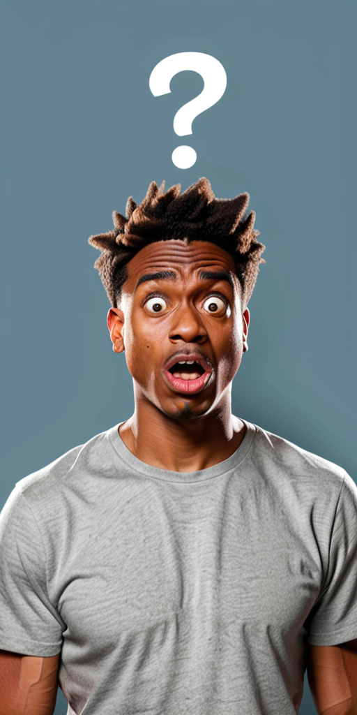 Surprised Expression of a Young Man with a Question Mark Above