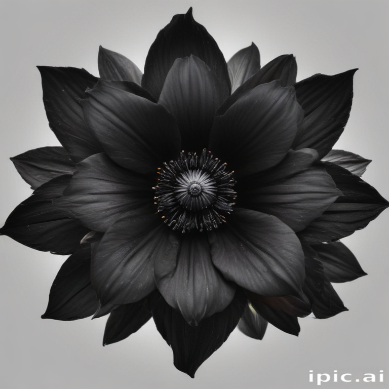 Stunning Black Flower in Full Bloom Against a Subtle Gray Background