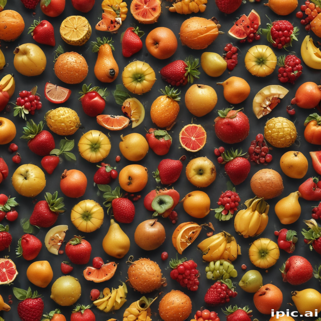 A Colorful Array of Fresh Fruits Spread Out on a Dark Background.