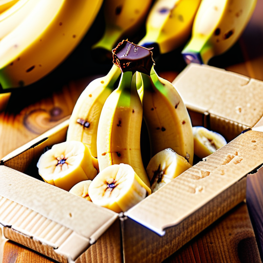 Creative Presentation of Bananas in a Box with Chocolate Topping