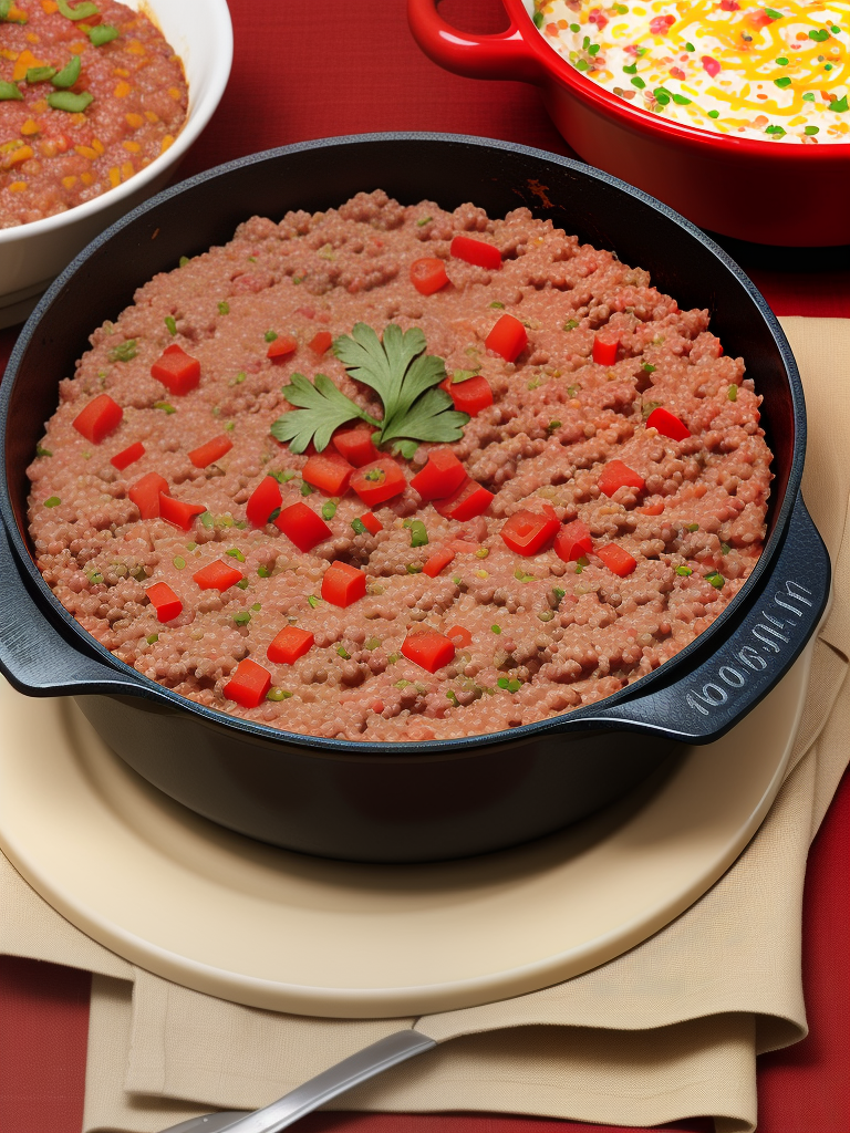 Deliciously Seasoned Ground Meat Dish Garnished with Fresh Vegetables ...