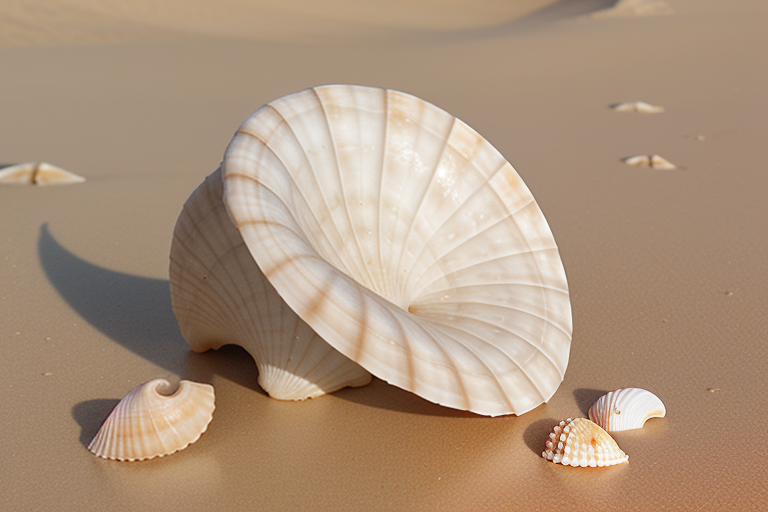 Beautifully Unique Seashells Resting Gracefully on a Serene Sandy Beach