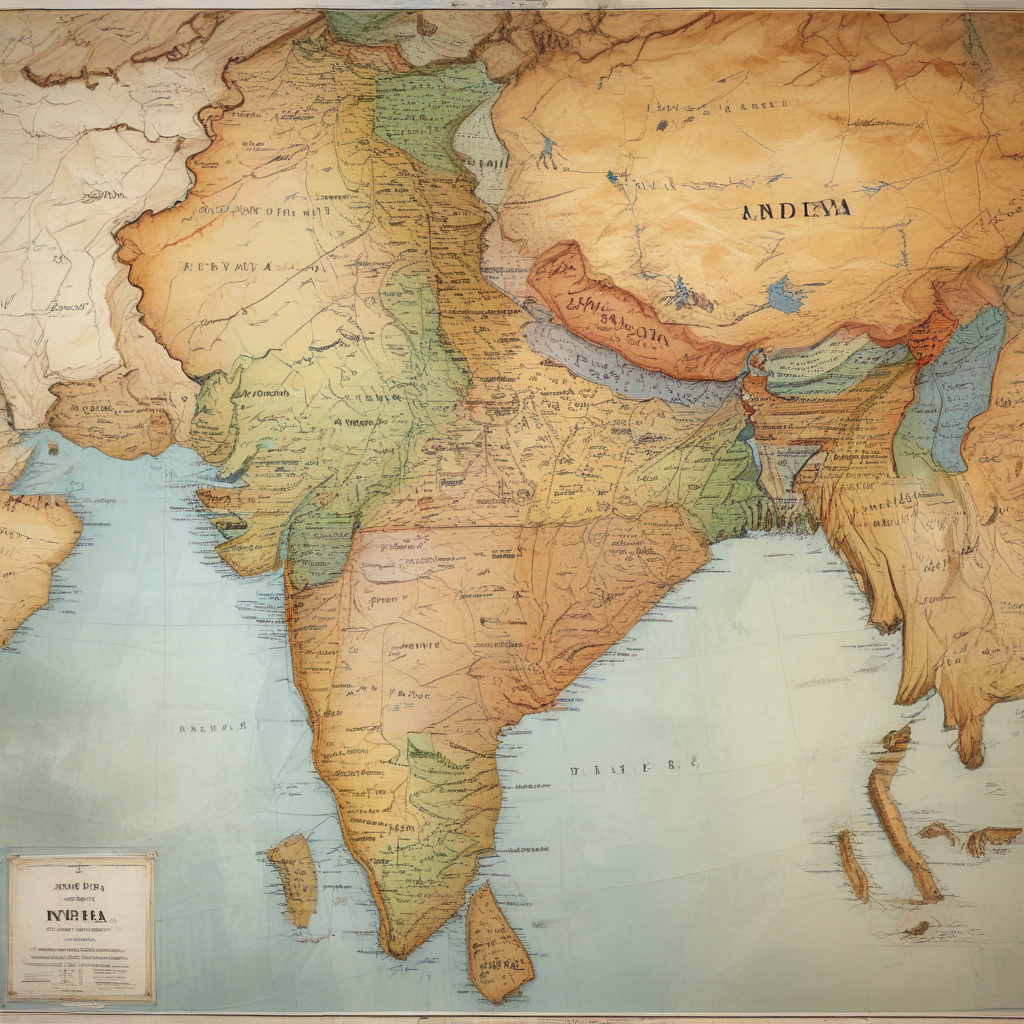Historical Map of India from June 1874 Featuring Geographic Regions and ...