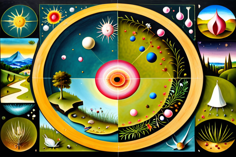generate science cell diagrams as if they were painted by Hieronymus Bosch in the style of the ...