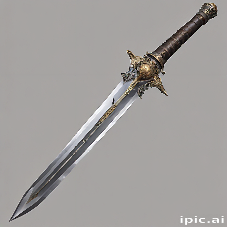 Intricately Designed Fantasy Sword with Ornate Hilt and Shimmering Blade
