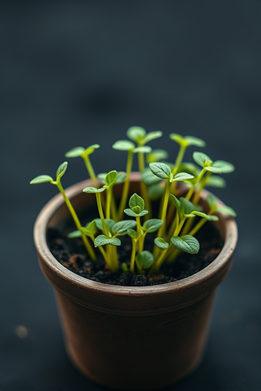Thriving Green Seedlings Emerging from Soil in a Terracotta Pot