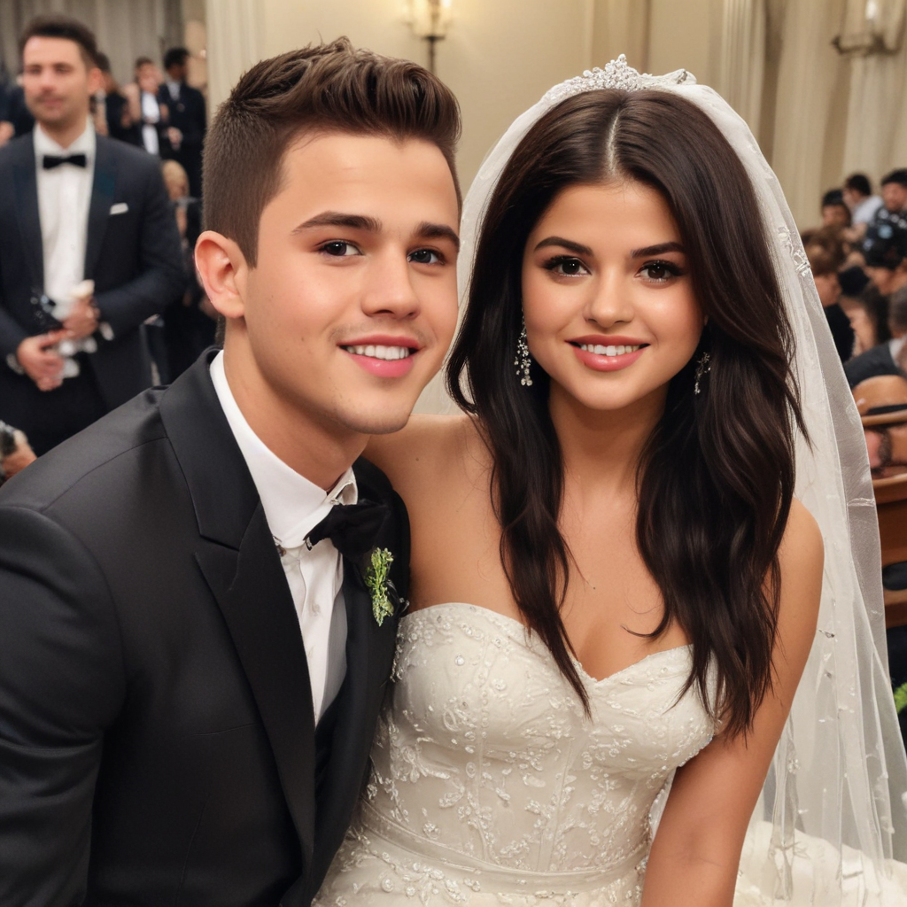 Romantic Outdoor Wedding Portrait of a Beautiful Bride and Groom