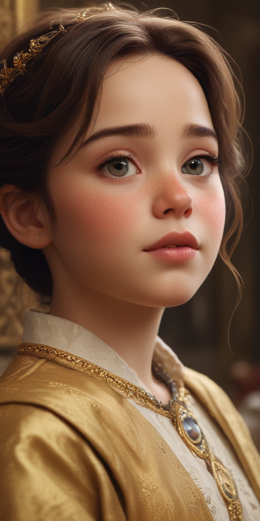 Enchanting Portrait of a Young Noble Girl in Regal Attire