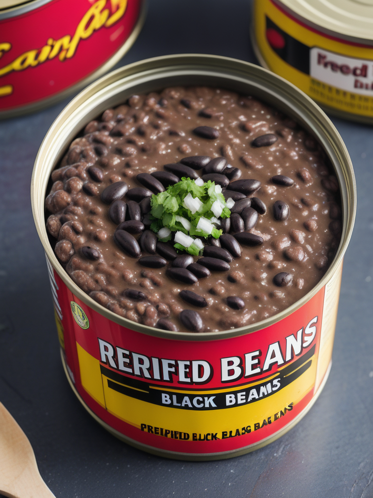 Deliciously Prepared Rerified Black Beans in a Colorful Canned Package