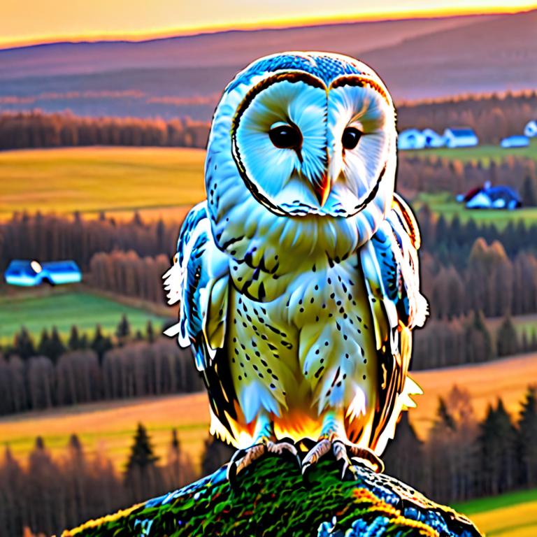 white barn owl in norway in sunset imax photo