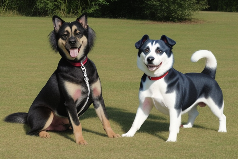 Two Playful Dogs Enjoying a Beautiful Day in the Park Together