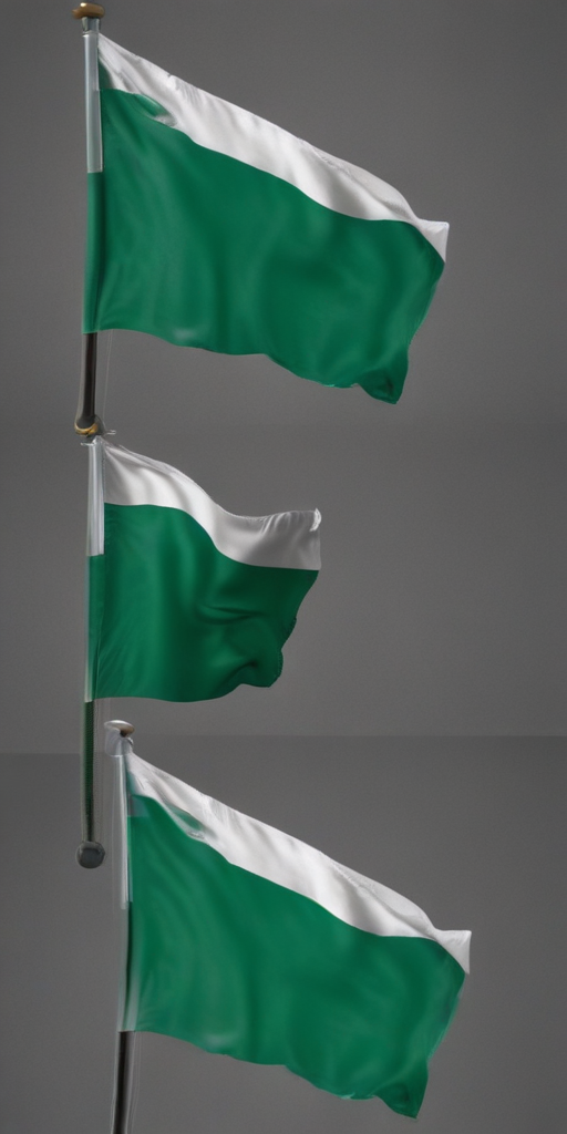 Three Green Flags Displaying a Bold and Vibrant Design Against a ...