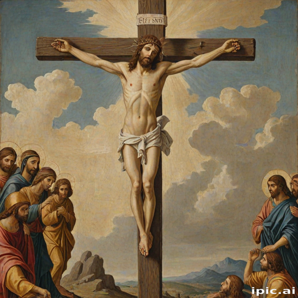 The Crucifixion of Christ Surrounded by Devout Followers and Witnesses.