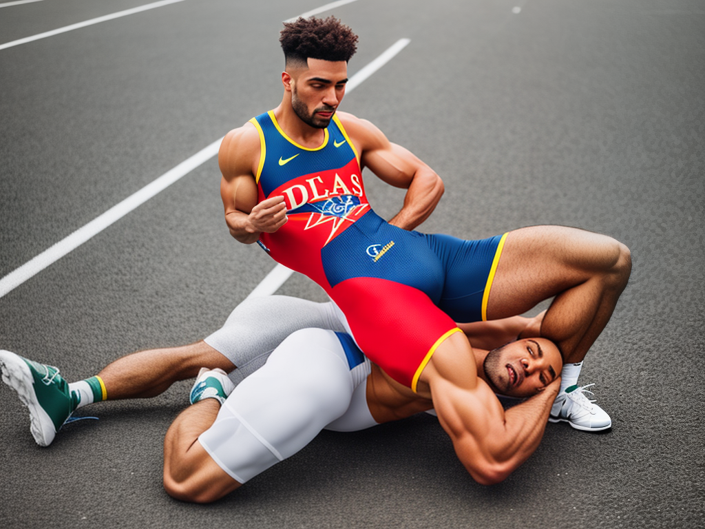 Boy in a full wrestling singlet