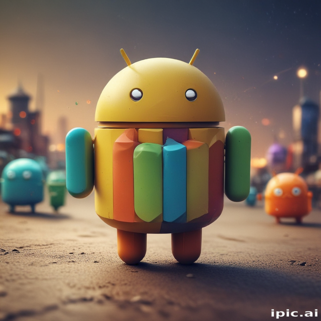 A Colorful Android Character Standing Proudly Among Other Whimsical ...