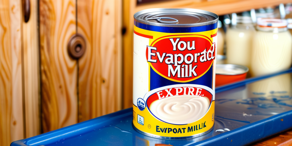 Can of You Evaporated Milk Sitting on a Wooden Shelf