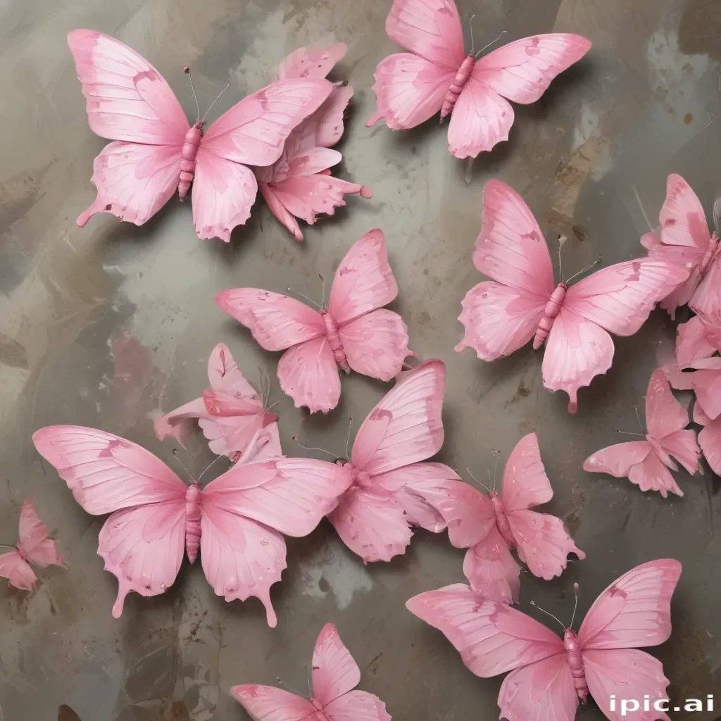 A Beautiful Display of Delicate Pink Butterflies on a Soft Background.