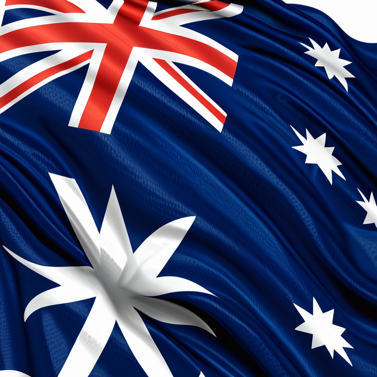 Vibrant and Waving Australian Flag Featuring Stars and Union Jack Design