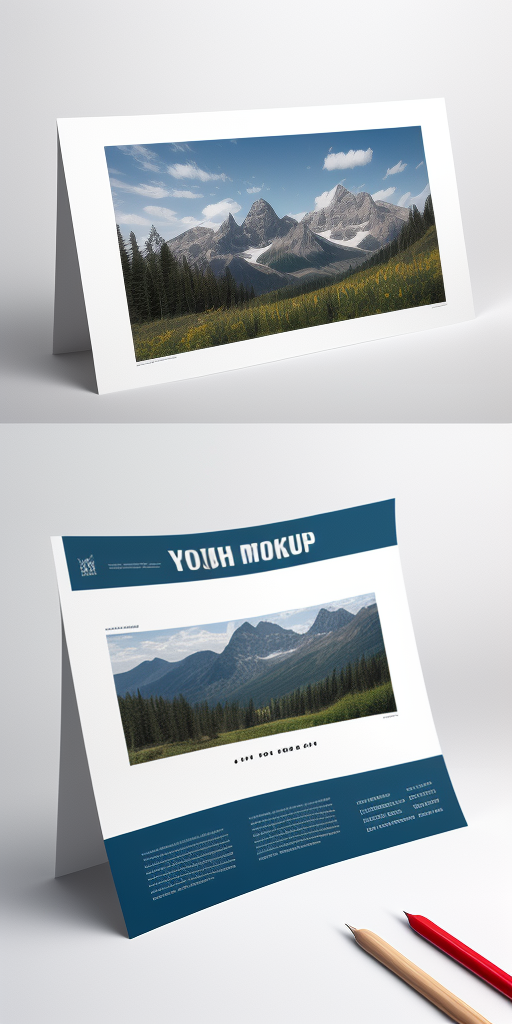 Stunning Mountain Landscape Mockup with Vibrant Greenery and Clear Sky