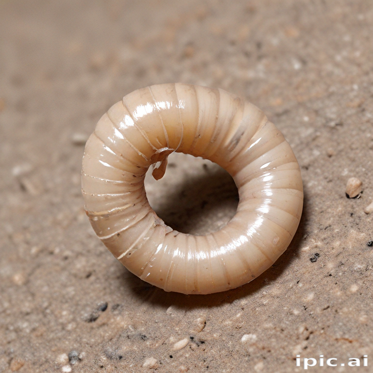 Close-Up of a Small, Circular Larvae on a Textured Surface