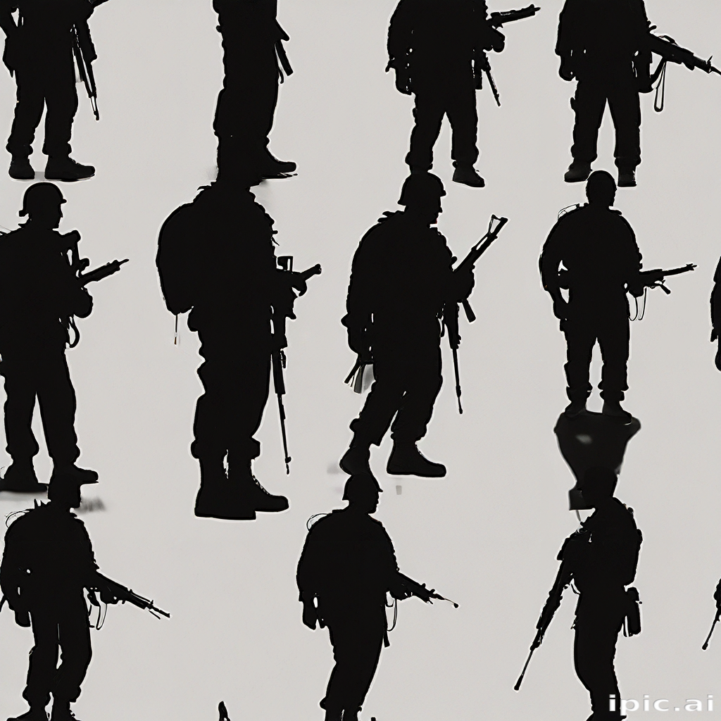 Silhouetted Soldiers Standing Strong Against a Neutral Background Design