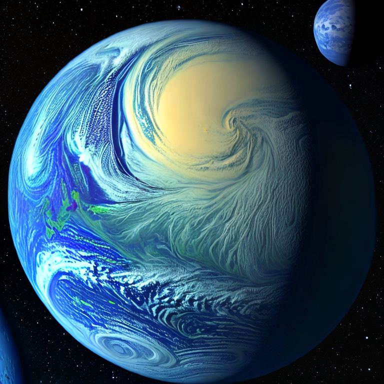 blue gas planet taken by the voyager 2 probe