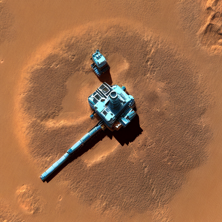 human colonies on Mars, semi-aerial view, flying vehicles, futuristic ...