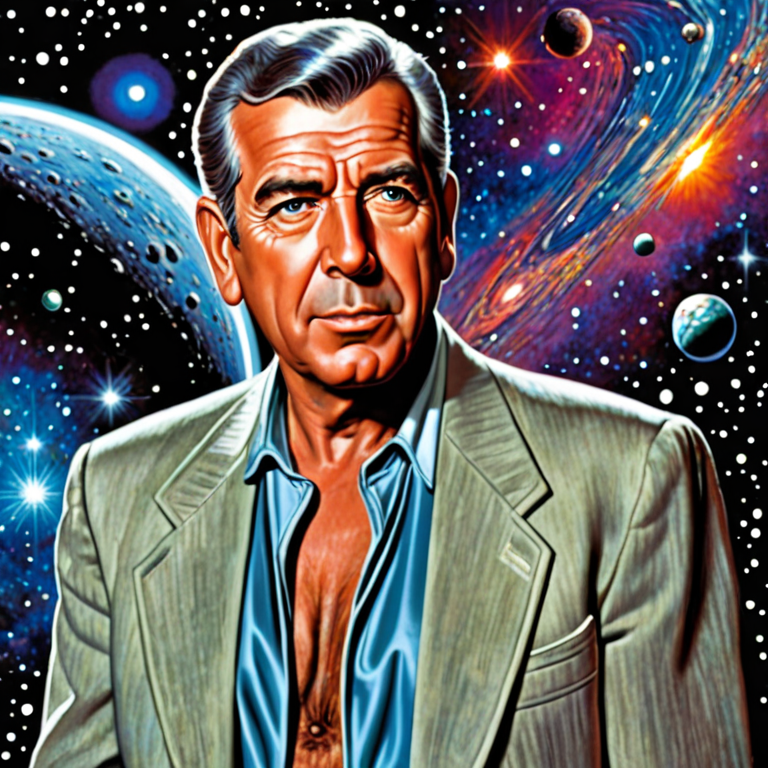 Perry Rhodan in front of a galaxy