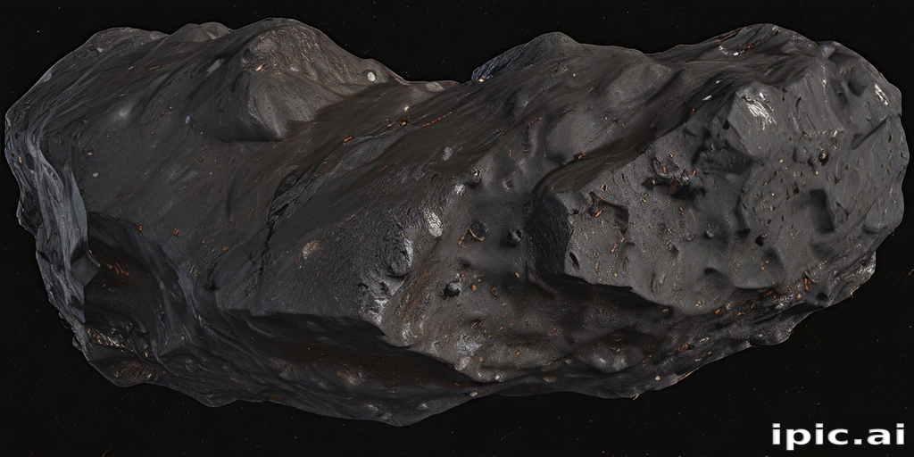 Close-Up View of a Dark, Rocky Asteroid in Outer Space