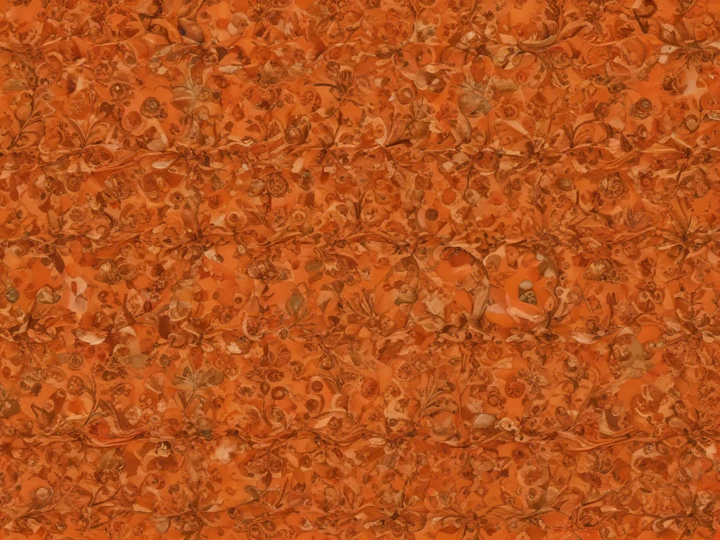 Intricate Floral Pattern in Vibrant Orange and Earthy Tones