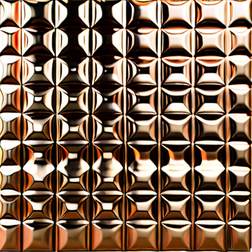 Patterned hammered copper panel full front straight on view