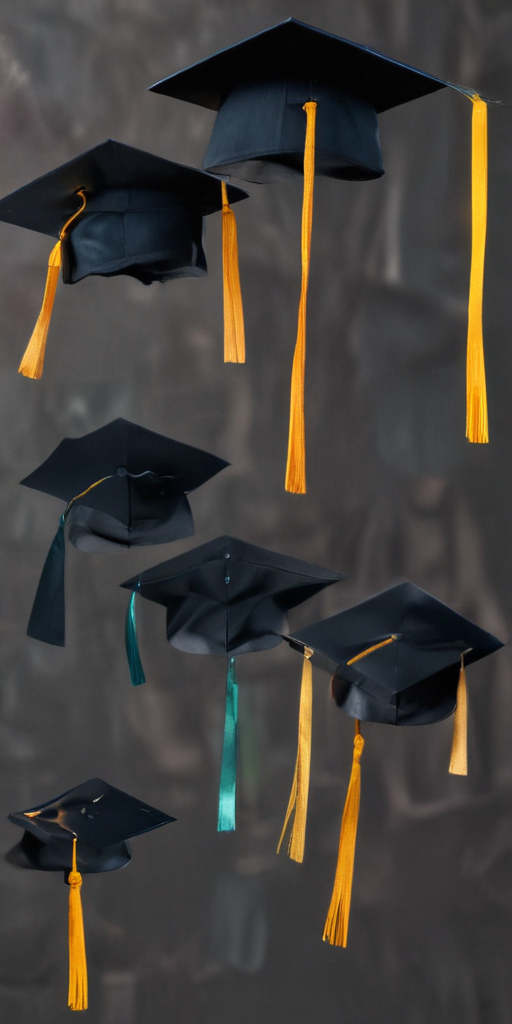 Celebrating Achievement: A Collection of Graduated Caps in Various Colors