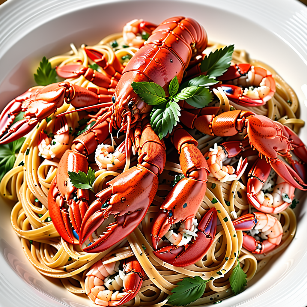 Deliciously Prepared Lobster Tails Topped with Shrimp and Creamy Sauce