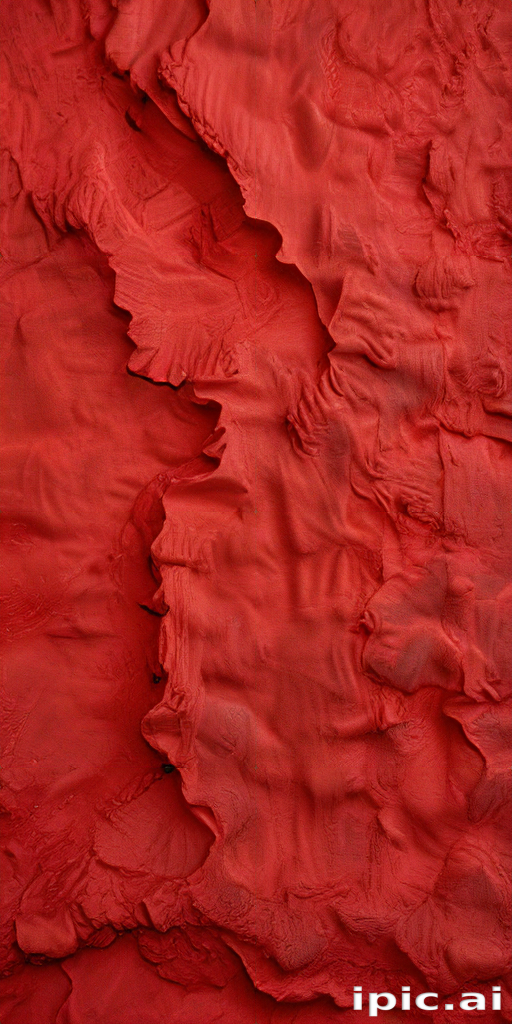 Textured Red Surface with Intricate Patterns and Waves in Detail