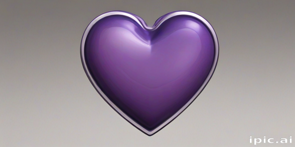 Shiny Purple Heart Symbol Displayed Against a Soft Neutral Background
