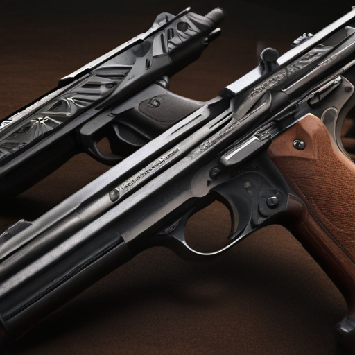 A Close-Up View of Two Distinct Firearms Displaying Unique Designs and ...